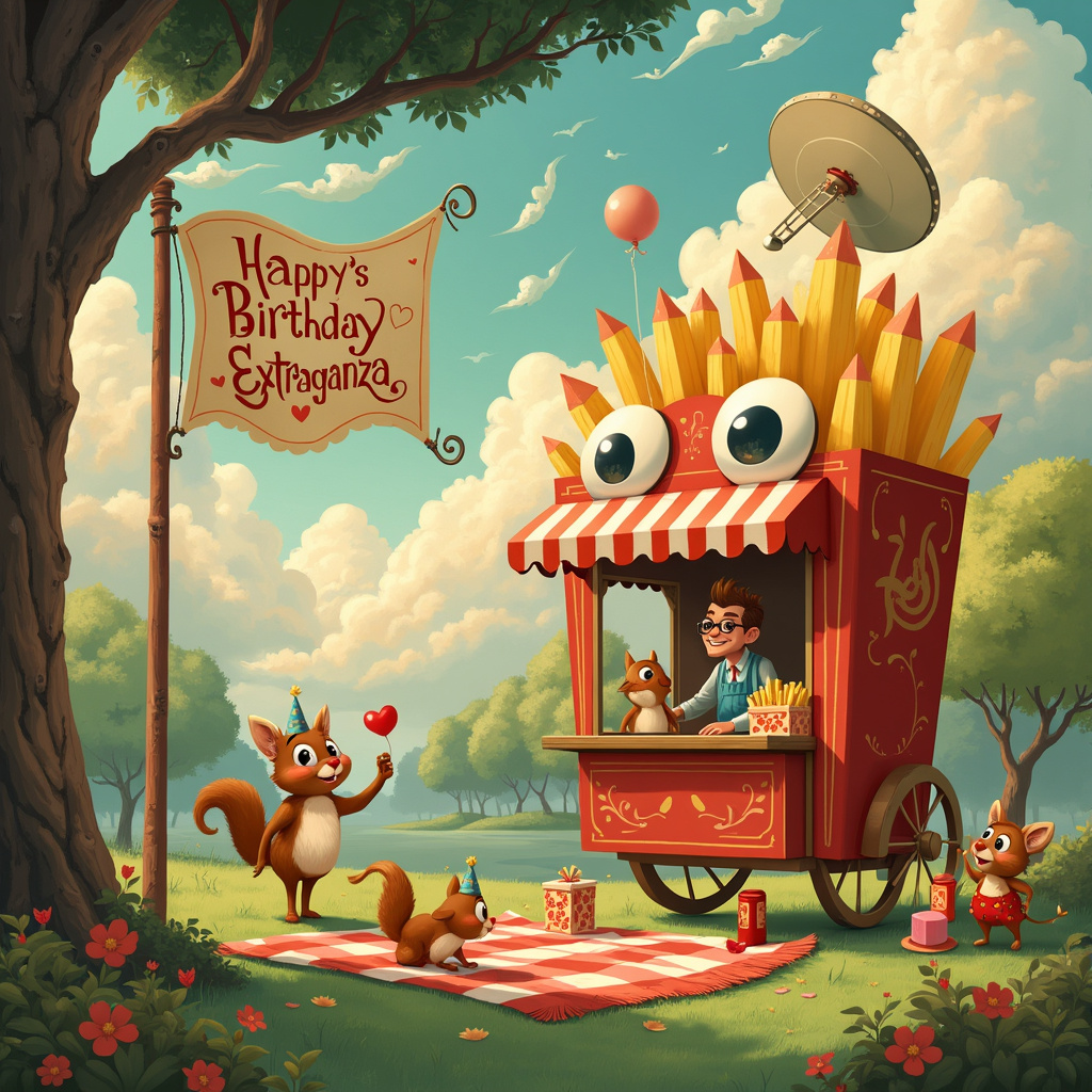 1) Birthday AI Generated Card - Fench fries, and Inter (ad247)