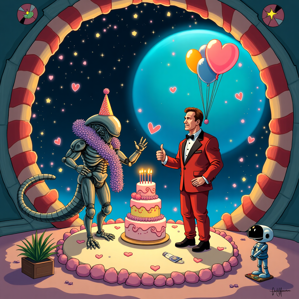 Interstellar Celebration Birthday Cards - Silly Robot Cards