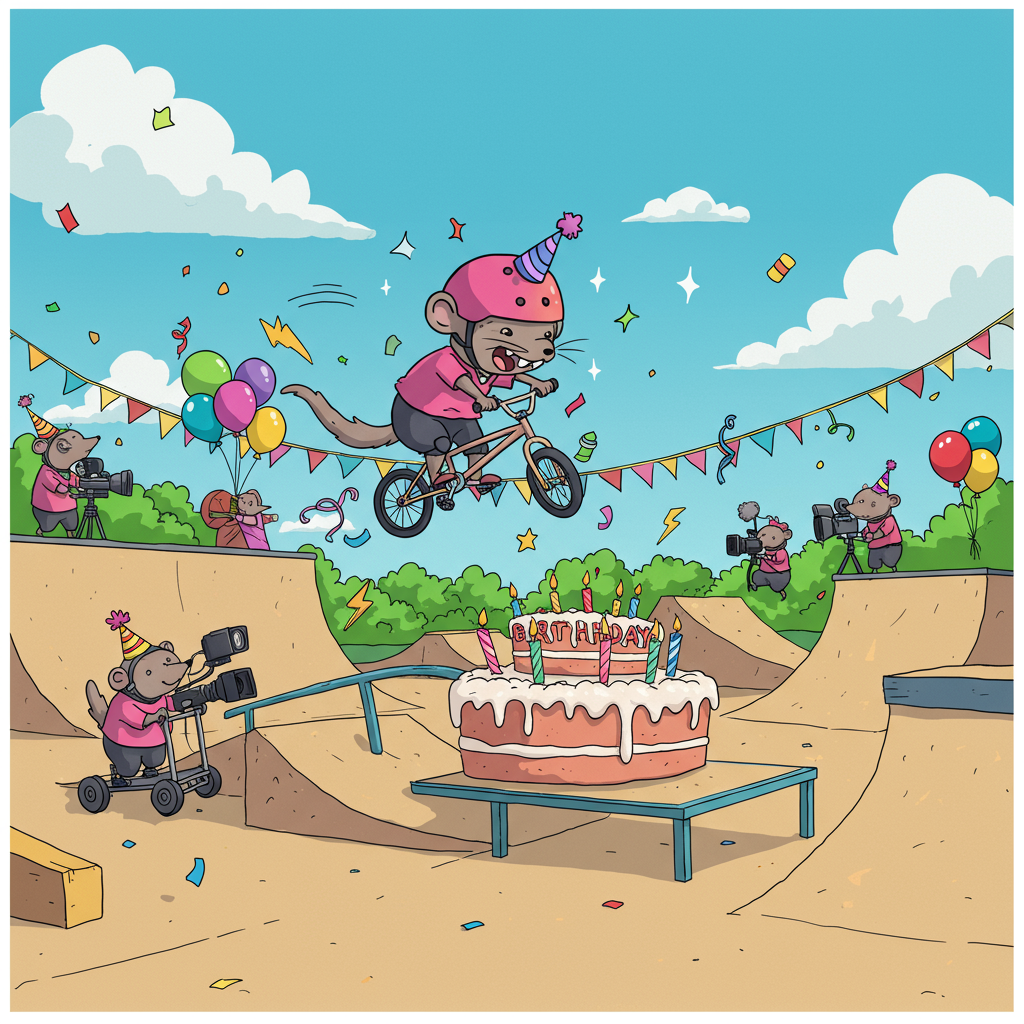 Pygmy Shrew on BMX Birthday Cards - Silly Robot Cards