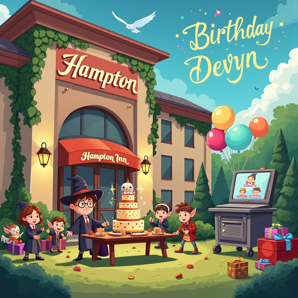 1) Birthday AI Generated Card - Harry Potter, Hampton Inn, and Computer ...