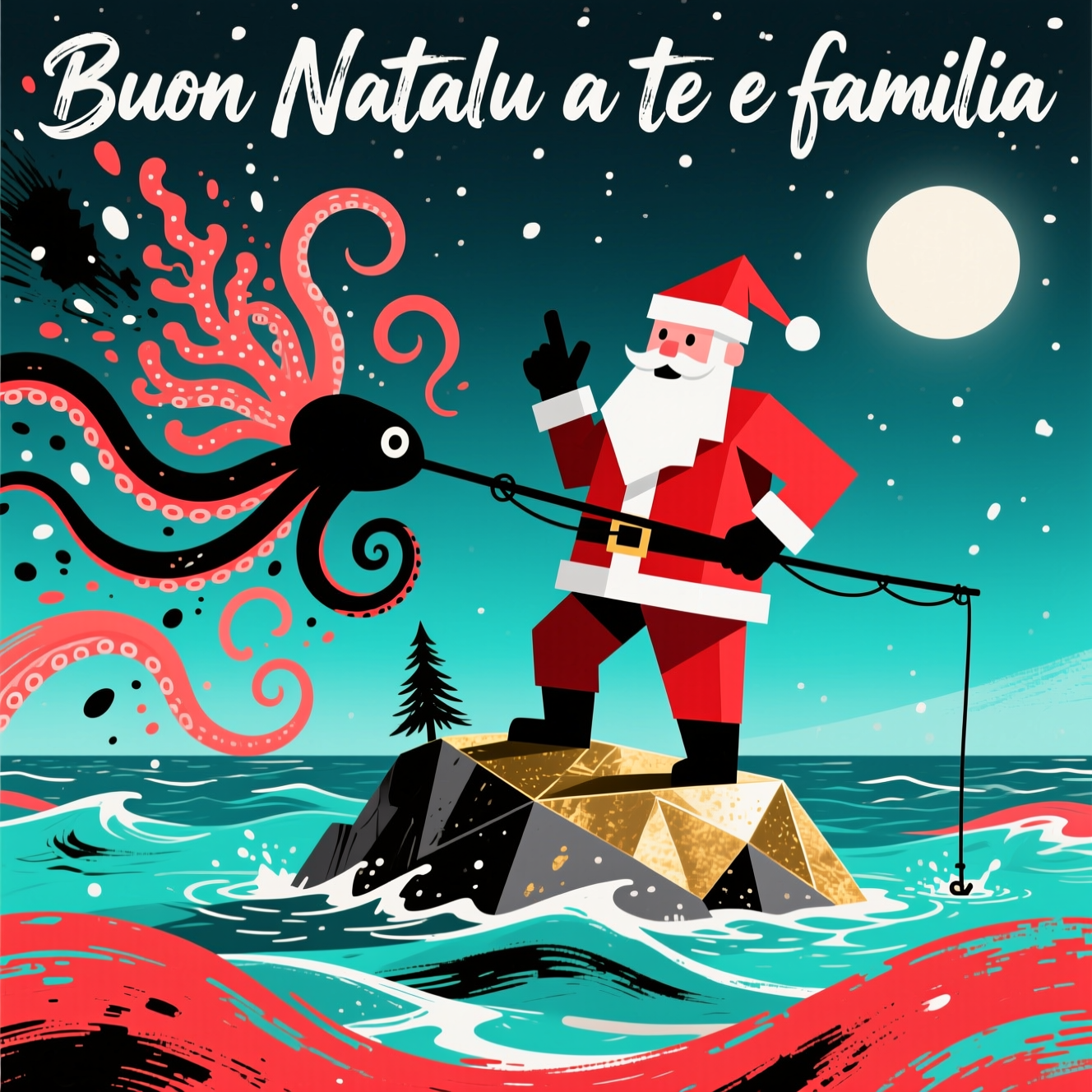 Festive Fishing Christmas Cards - Silly Robot Cards