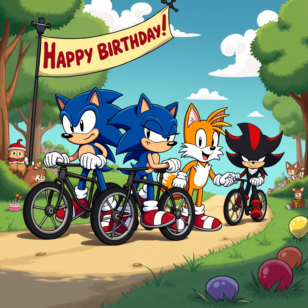 2) Birthday AI Generated Card - Sonic hedgehog, Tails fox, Shadow ...