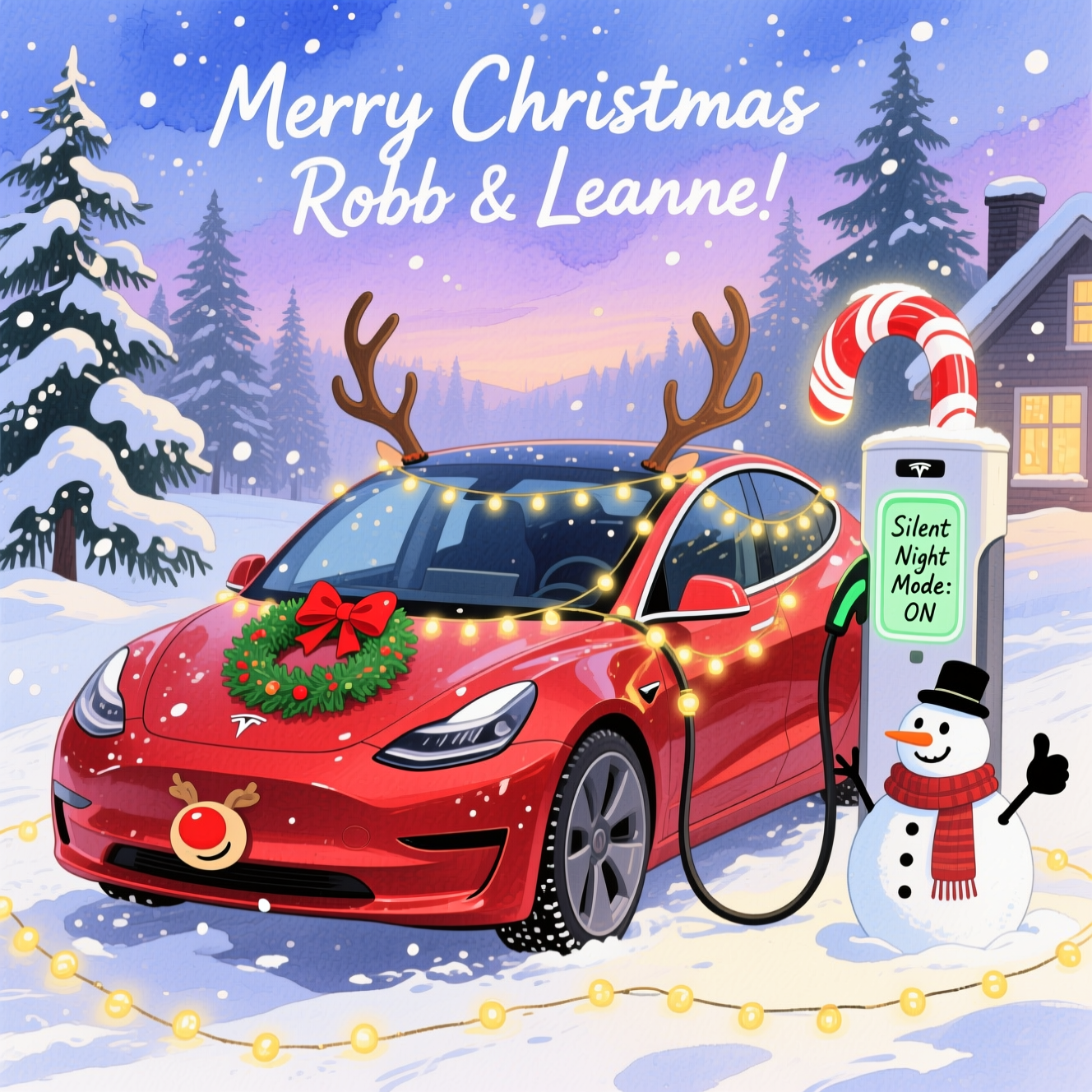 Reindeer and Christmas Decor Christmas Cards - Silly Robot Cards