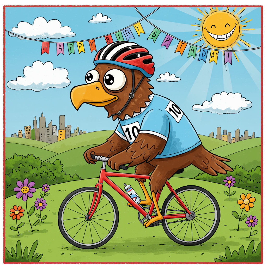 Bicyclist Birthday Cards - Silly Robot Cards