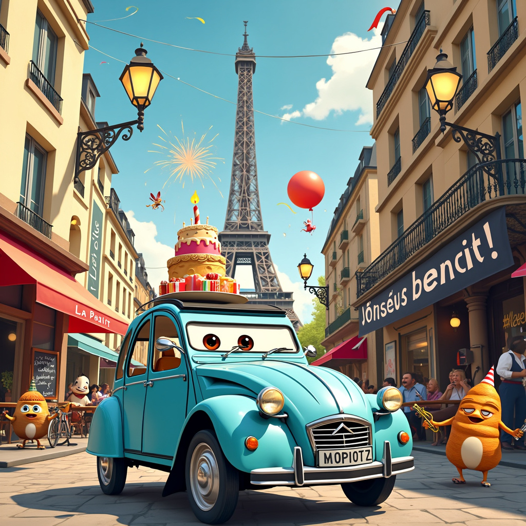 Les voiture (Cars) Birthday Cards - Silly Robot Cards