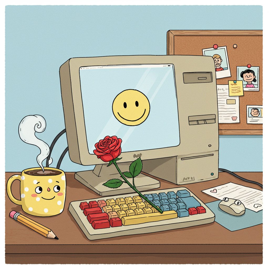 3) Sympathy AI Generated Card - Computer with rose lying on keyboard ...