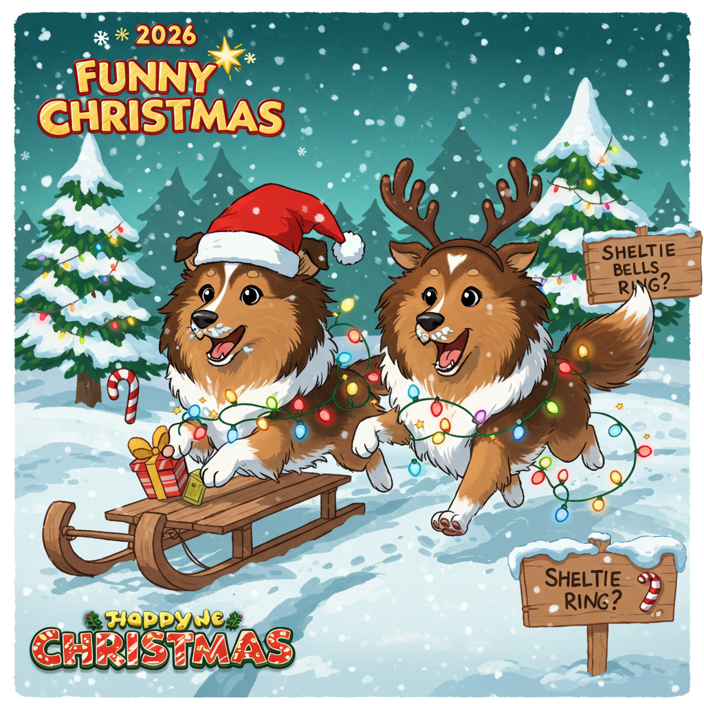 Sable Sheltie Puppies Christmas Cards - Silly Robot Cards