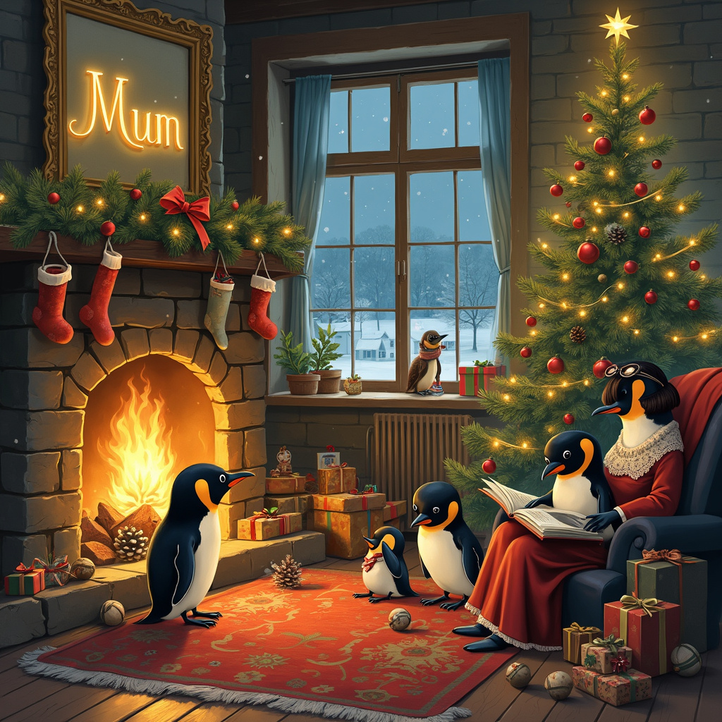 1) Christmas AI Generated Card - Traditional Christmas , Penguins ...