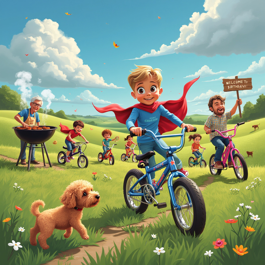 Mini BMX Bicycle Birthday Cards - Silly Robot Cards