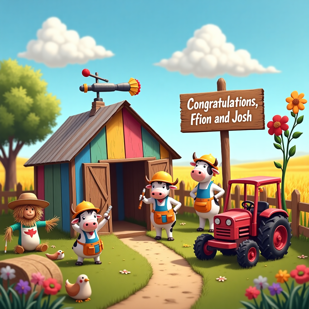 Farm Theme Congratulations Cards - Silly Robot Cards
