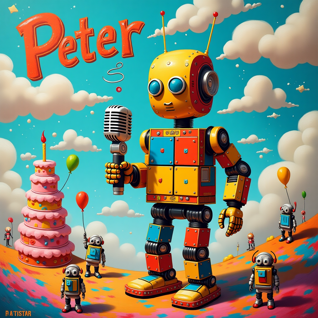 Microphone Birthday Cards - Silly Robot Cards