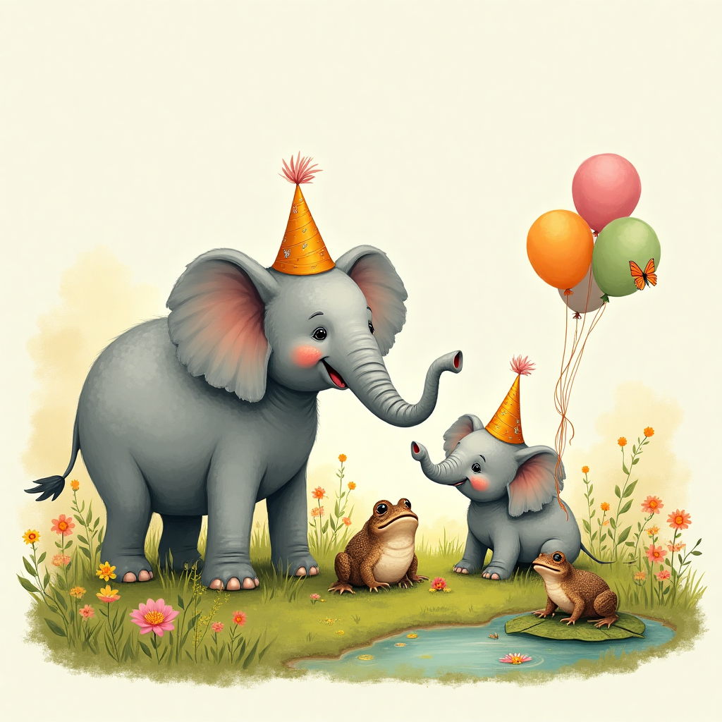 1) Birthday AI Generated Card - Adult elephant, Baby elephant, Adult ...