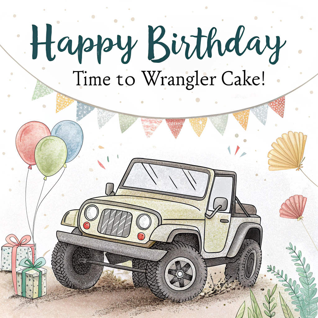 1) Birthday AI Generated Card - Jeep wrangler , and (94676)