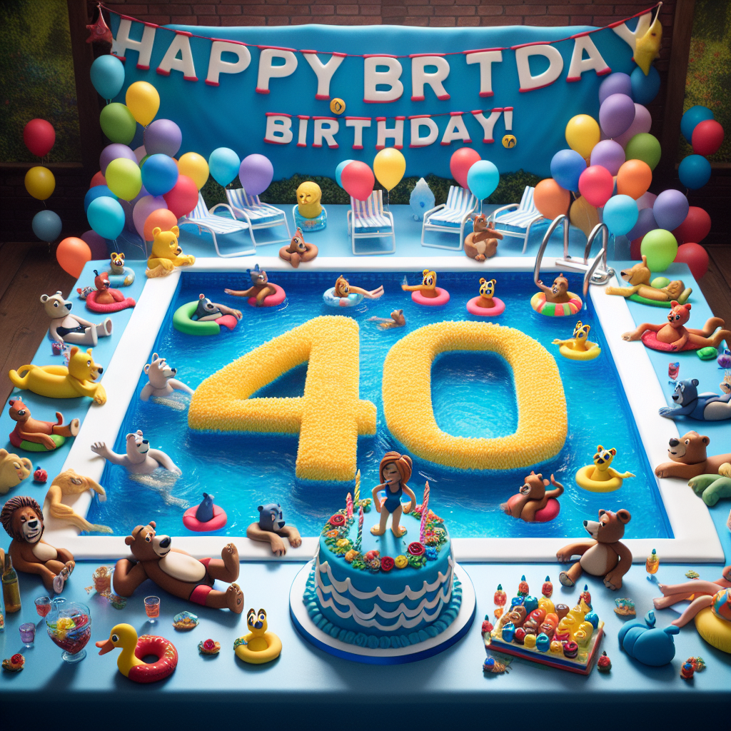 1) Birthday AI Generated Card - Swimming, and 40 (16a32)