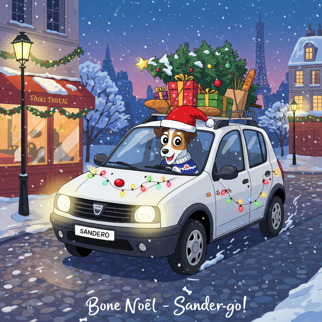 Dog as Driver Christmas Cards - Silly Robot Cards