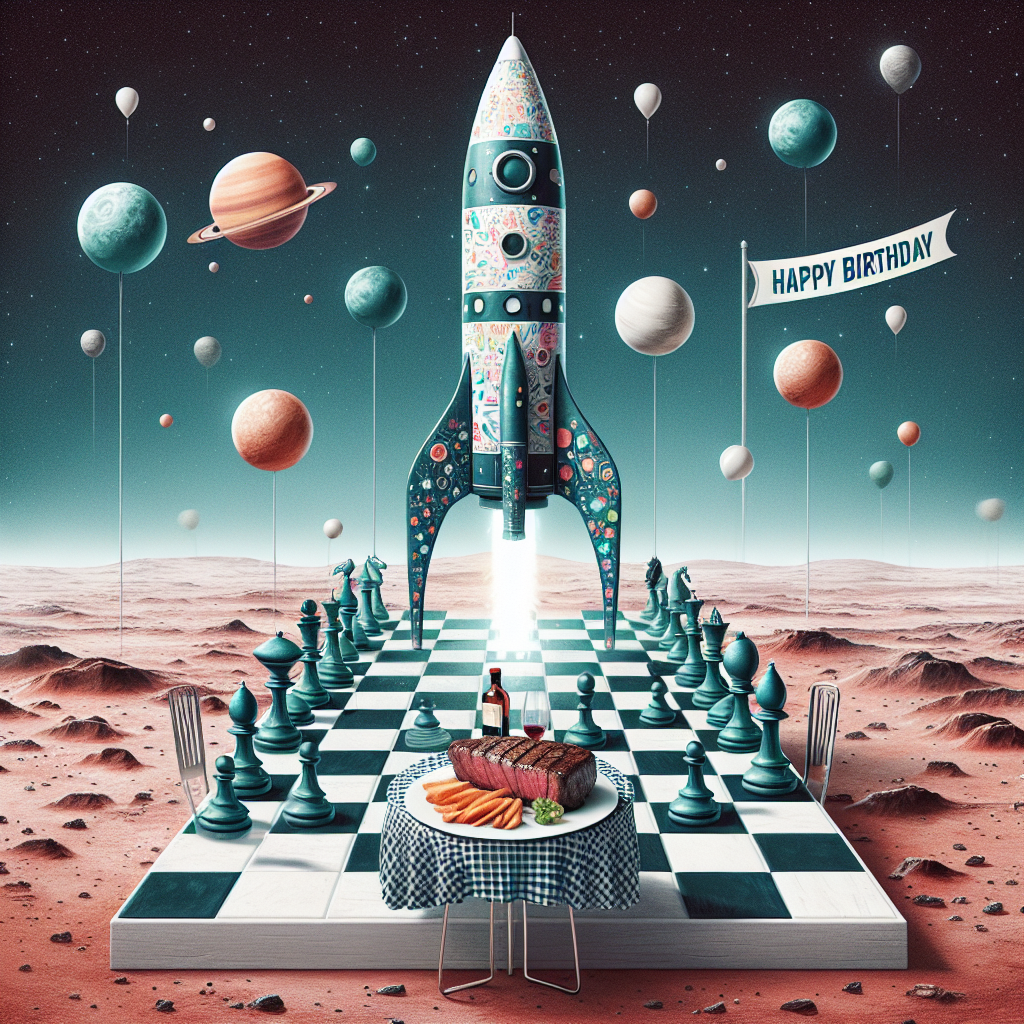 1) Birthday AI Generated Card - Space rocket , Quantum physics , Chess ...