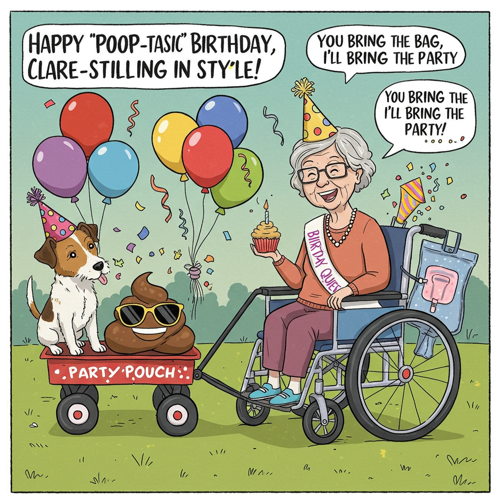 2) Birthday AI Generated Card - Jack russel dog, Colostomy bag, Poo ...