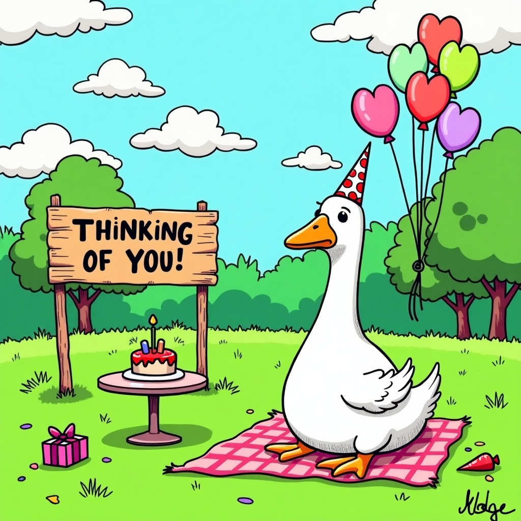 1) Birthday AI Generated Card - Sad goose , Thinking of you , Sending ...