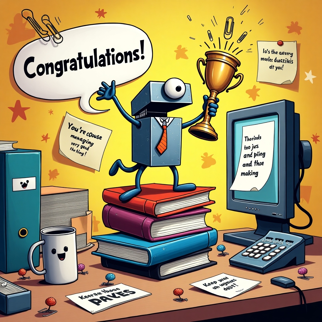 Reflection on Competence Congratulations Cards - Silly Robot Cards