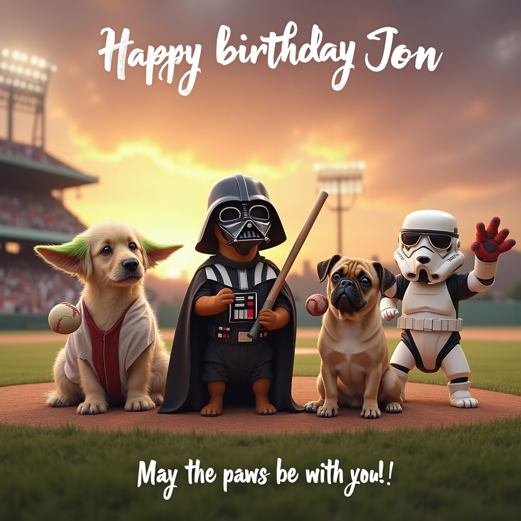 1) Birthday AI Generated Card - Dogs, cubs, Star Wars, fantasy baseball ...