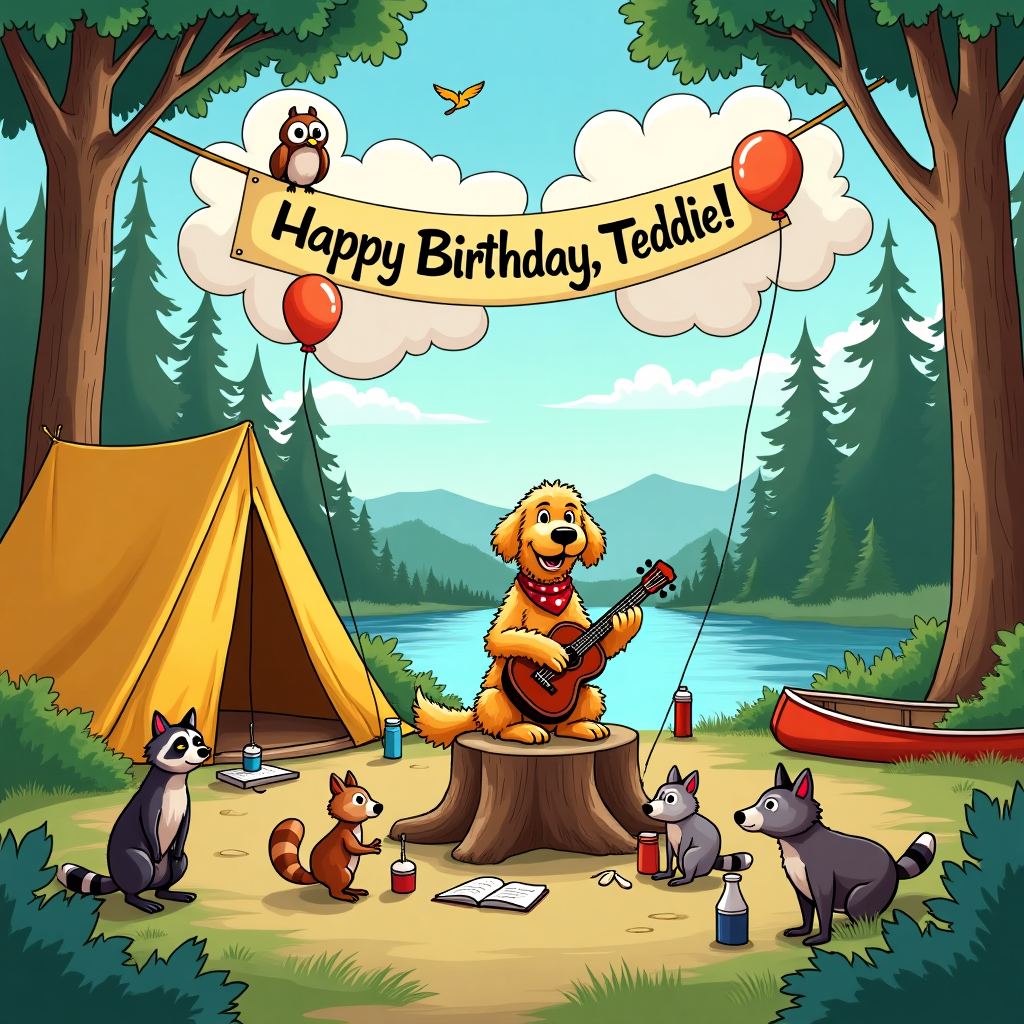 Dobby the Golden Doodle Birthday Cards - Silly Robot Cards