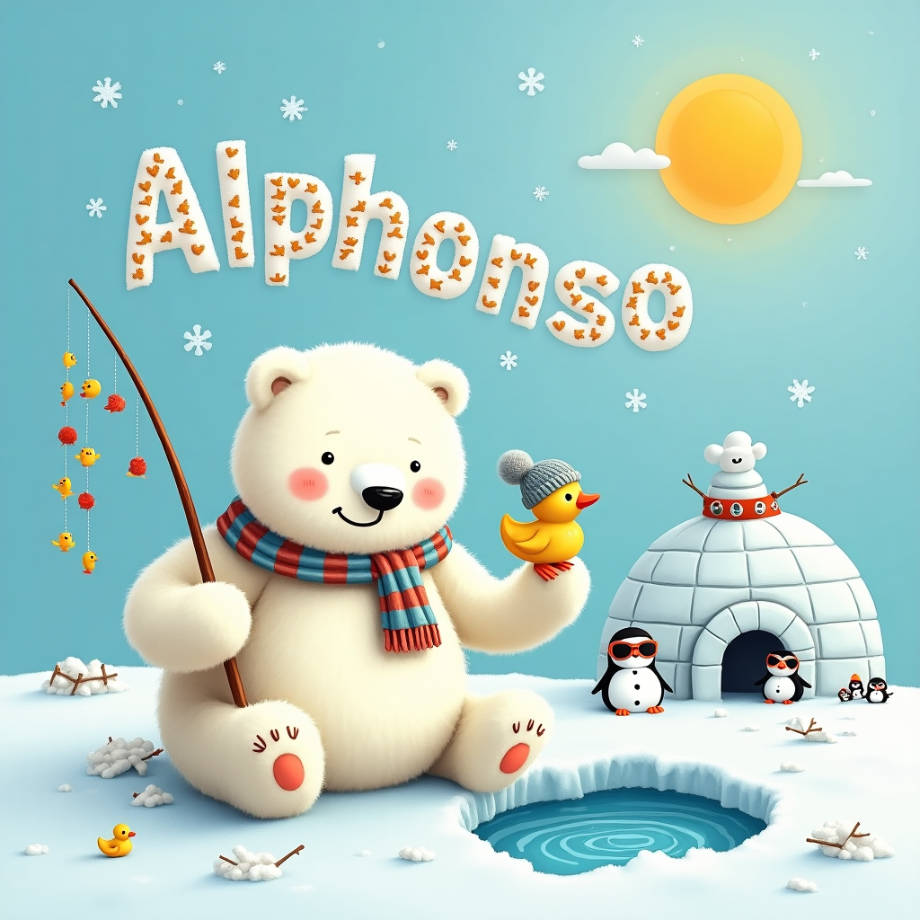 1) Sympathy AI Generated Card - polar bear with duck (87842)