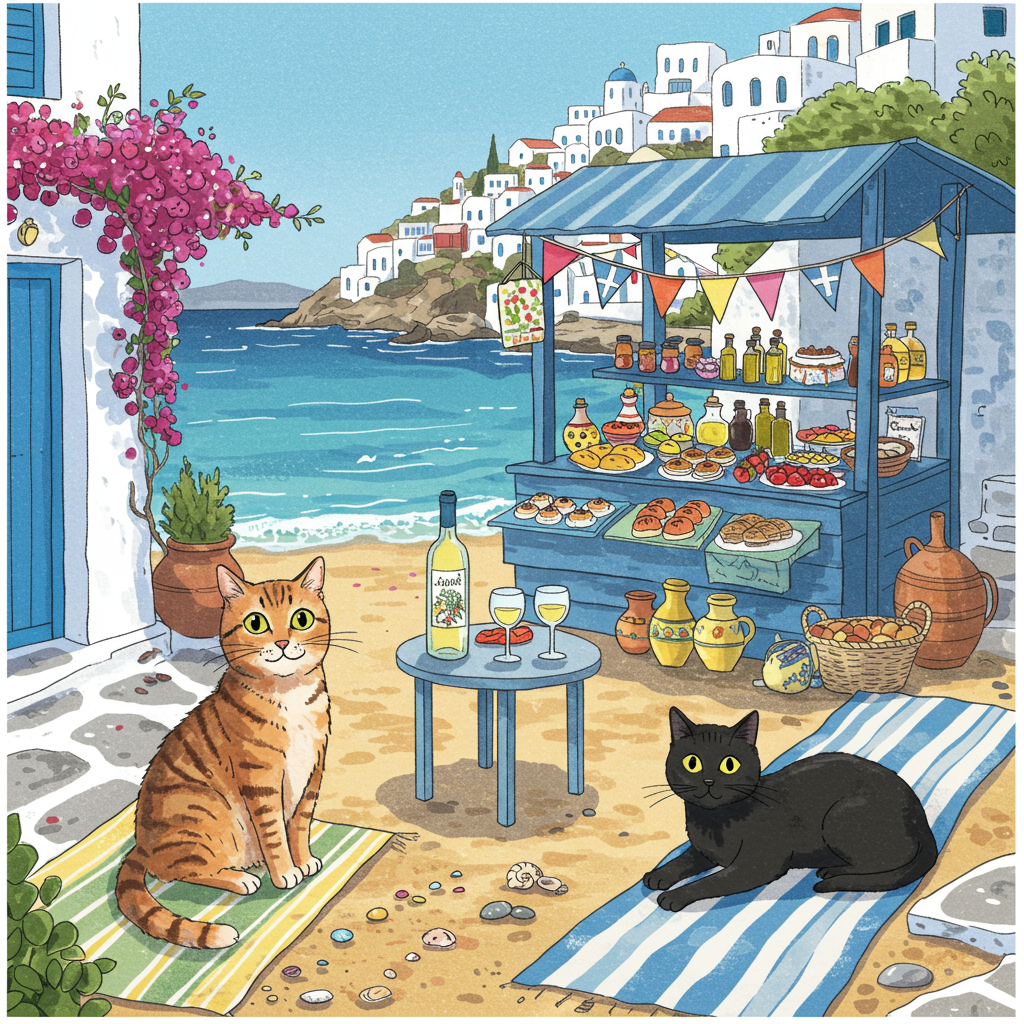 Greek Scenery Birthday Cards - Silly Robot Cards
