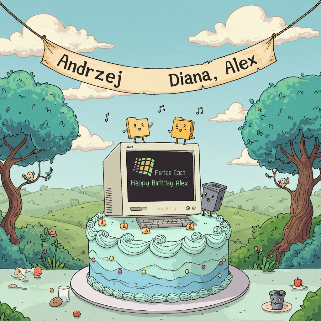 Windows 95 Birthday Cards - Silly Robot Cards