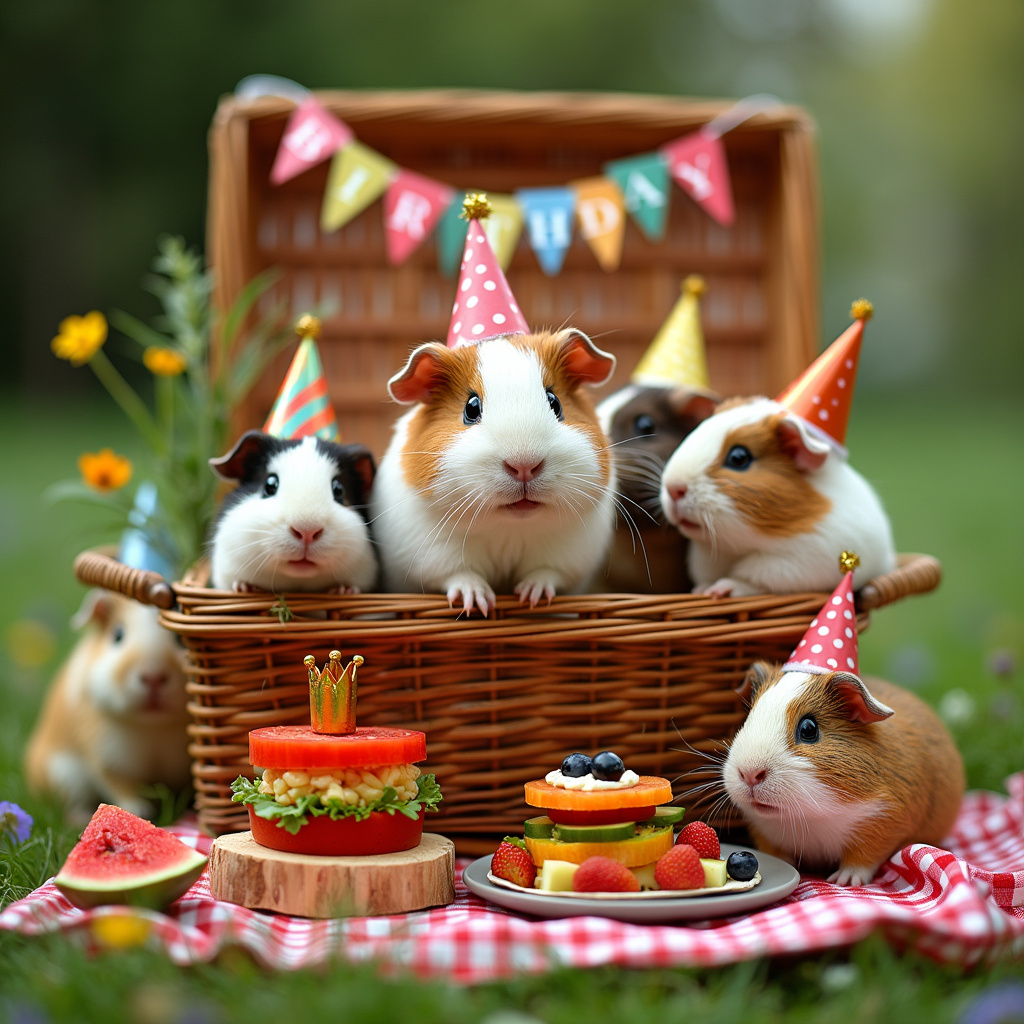 1) Birthday AI Generated Card - Food, and Guinea pigs (cf2d1)