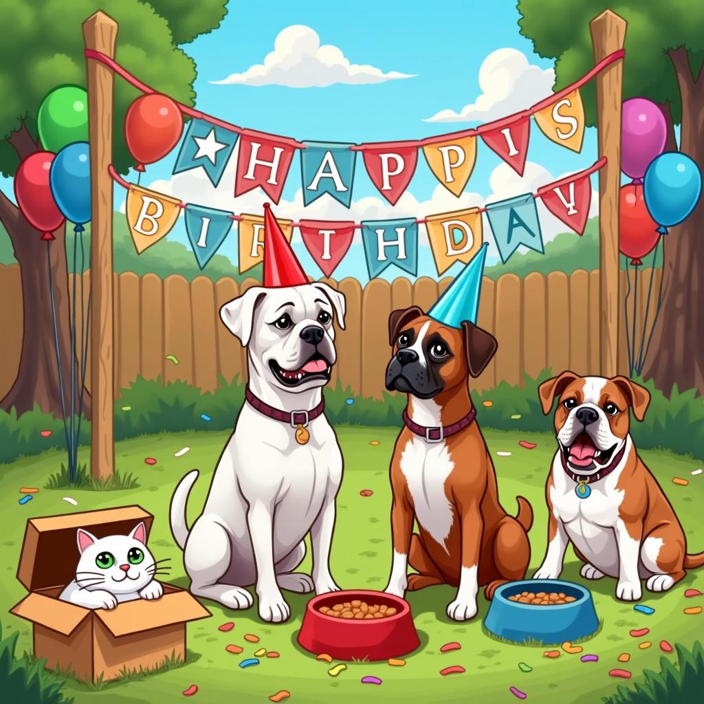 1 All White Boxer Dog Birthday Cards - Silly Robot Cards