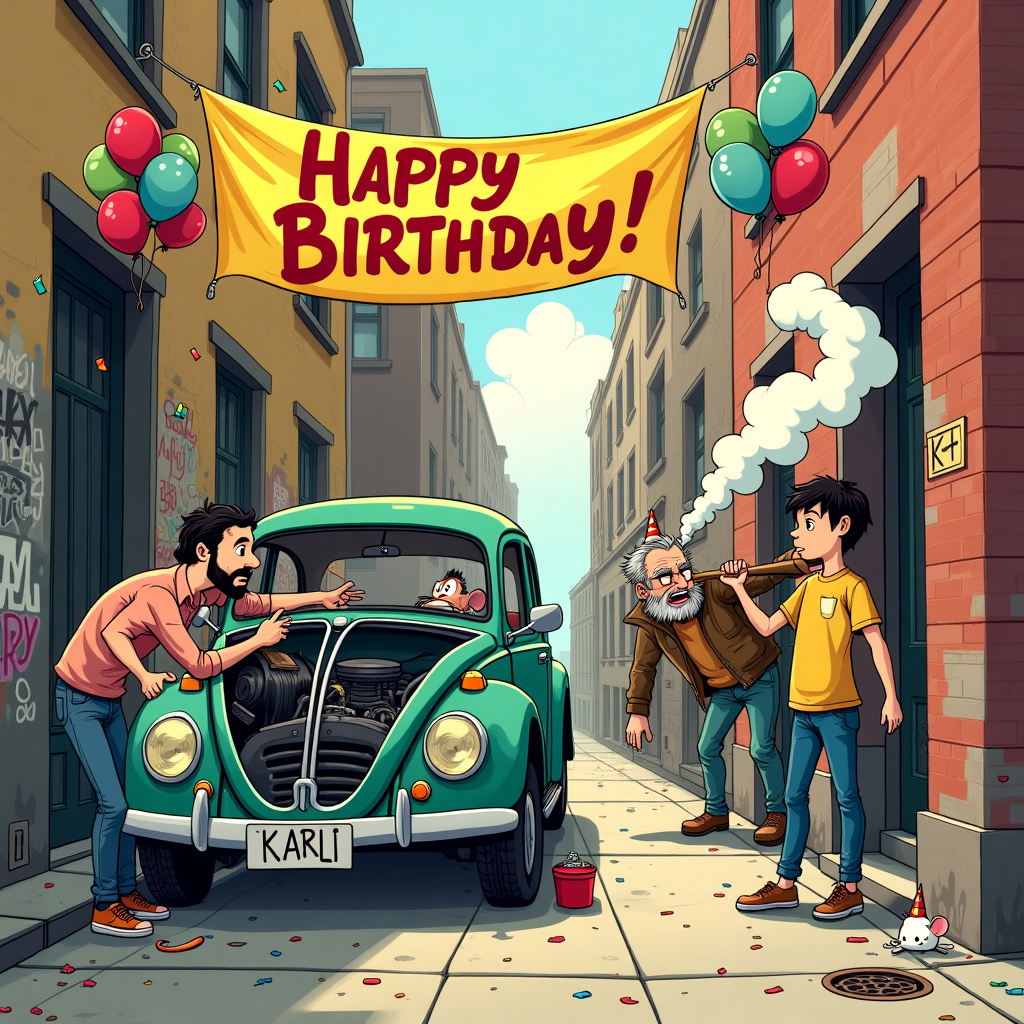 Busted Mechanic Birthday Cards - Silly Robot Cards