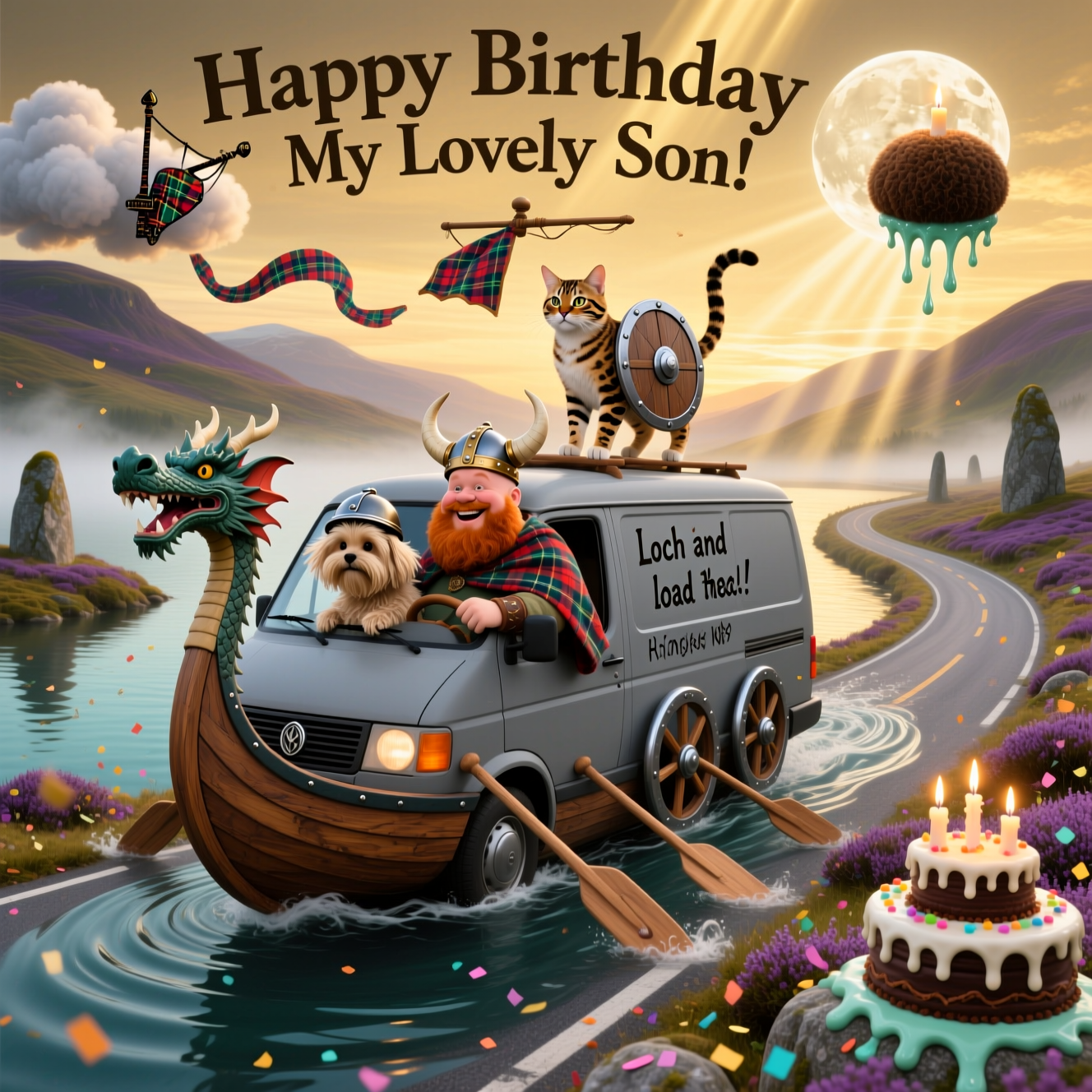Fantasy Vehicles Birthday Cards - Silly Robot Cards