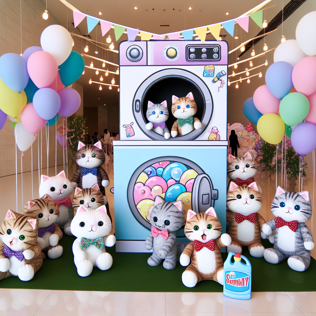 2) Birthday AI Generated Card - Washing machine, and Cats (f27de)