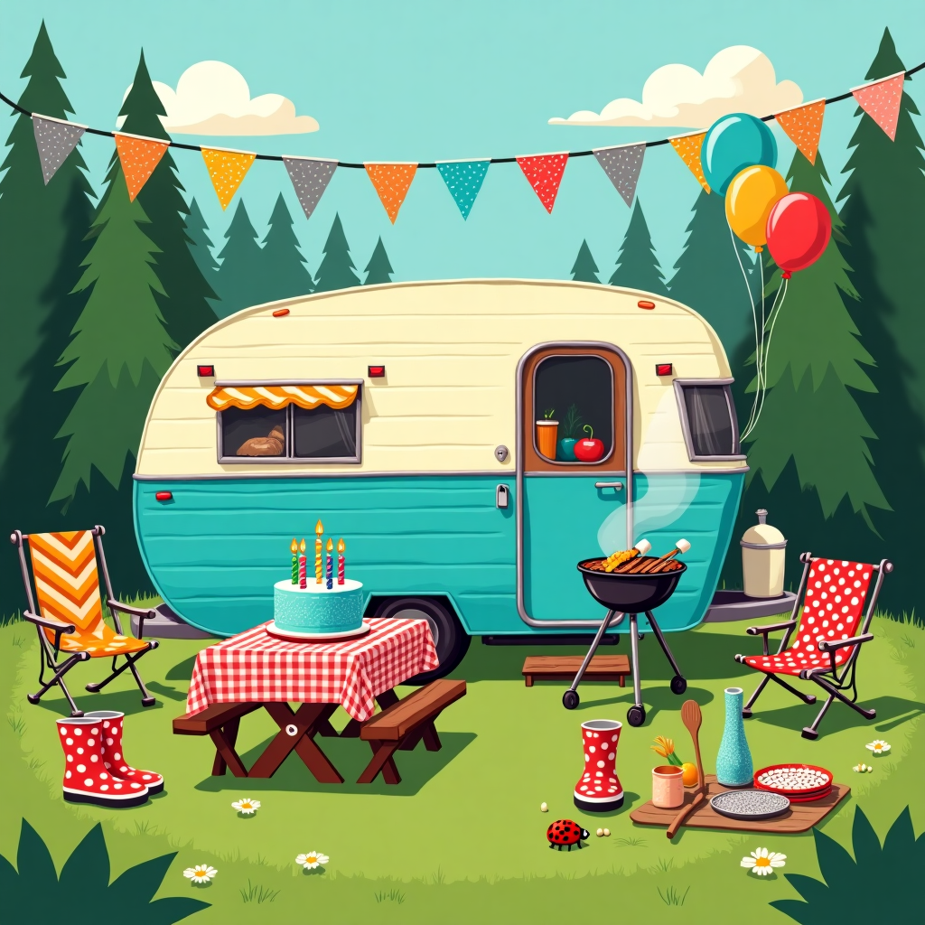 Vintage Caravan Birthday Cards - Silly Robot Cards