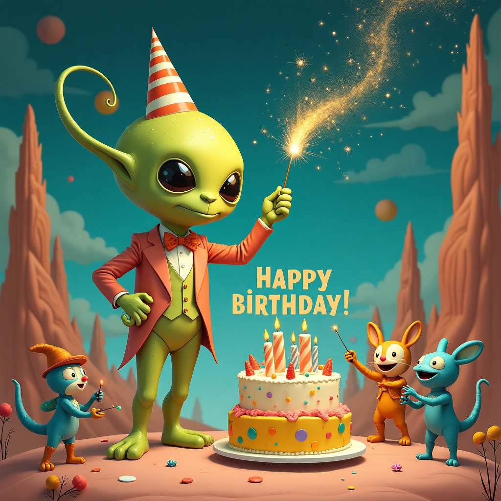 Whimsical Music Birthday Cards - Silly Robot Cards