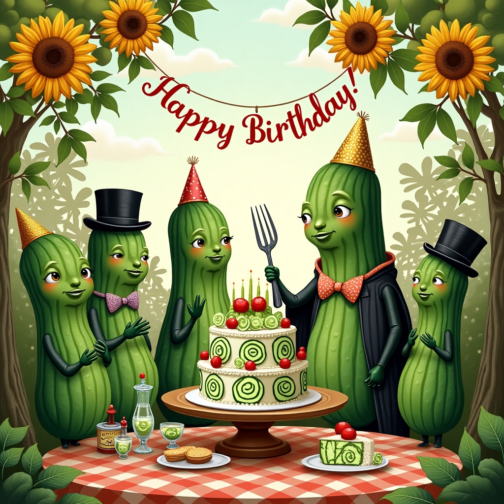 Vegetable Characters Birthday Cards - Silly Robot Cards