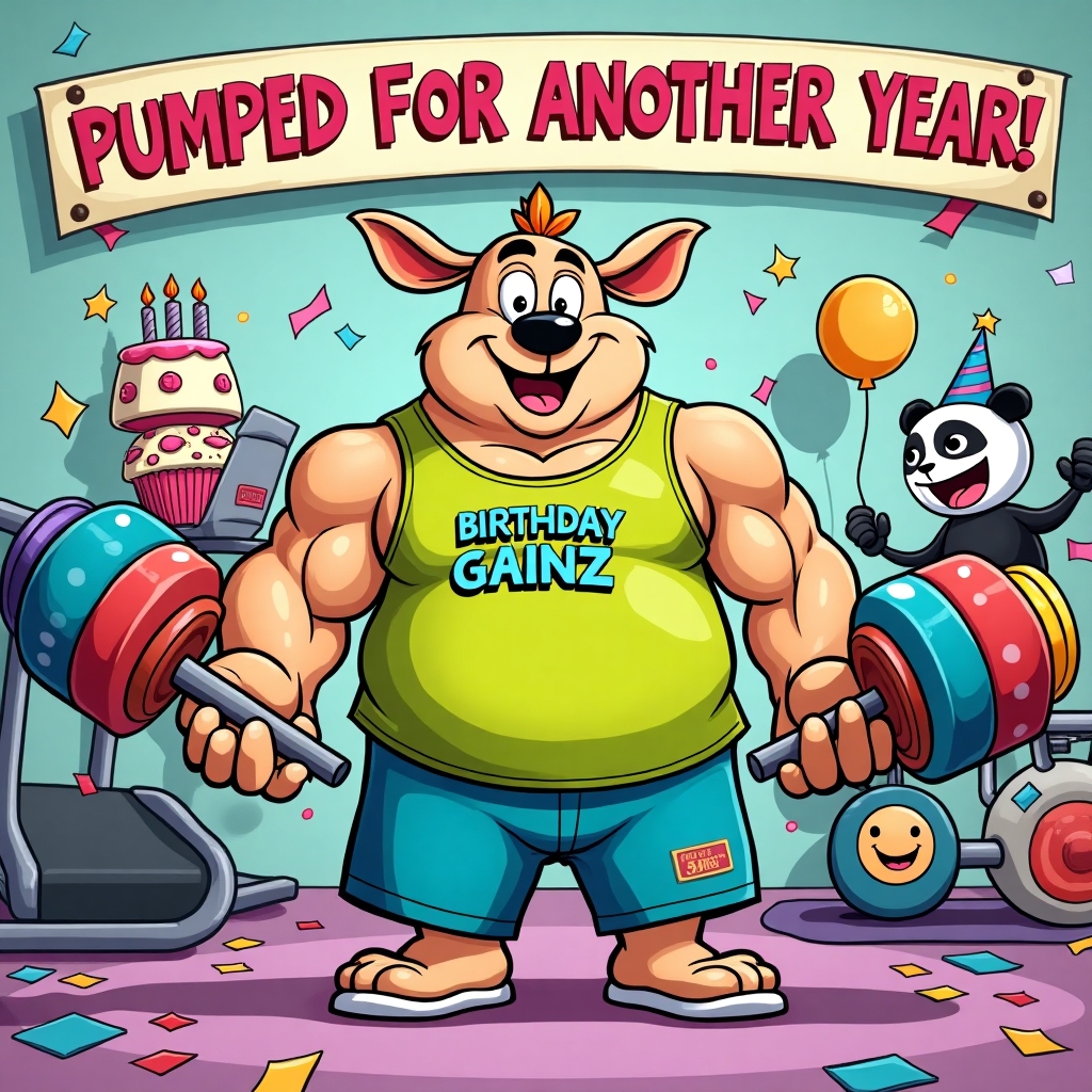 Fitness and Gym Theme Birthday Cards - Silly Robot Cards