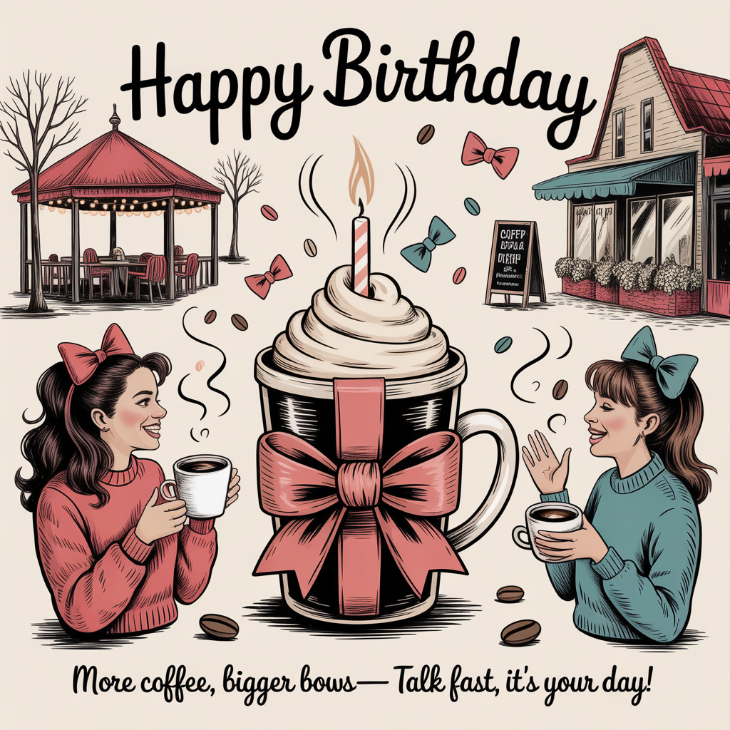 Town Square Scene Birthday Cards - Silly Robot Cards