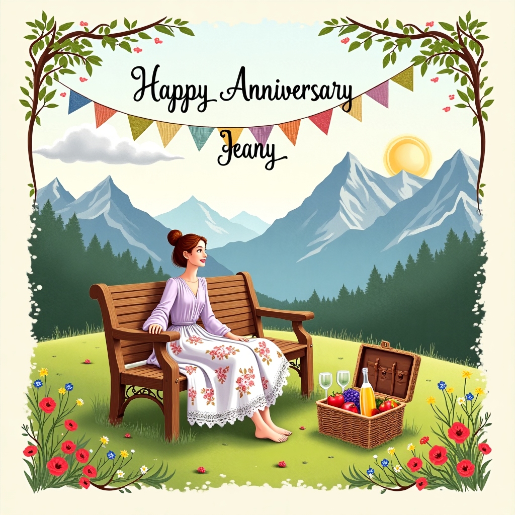 Colorful Bunting Anniversary Cards - Silly Robot Cards