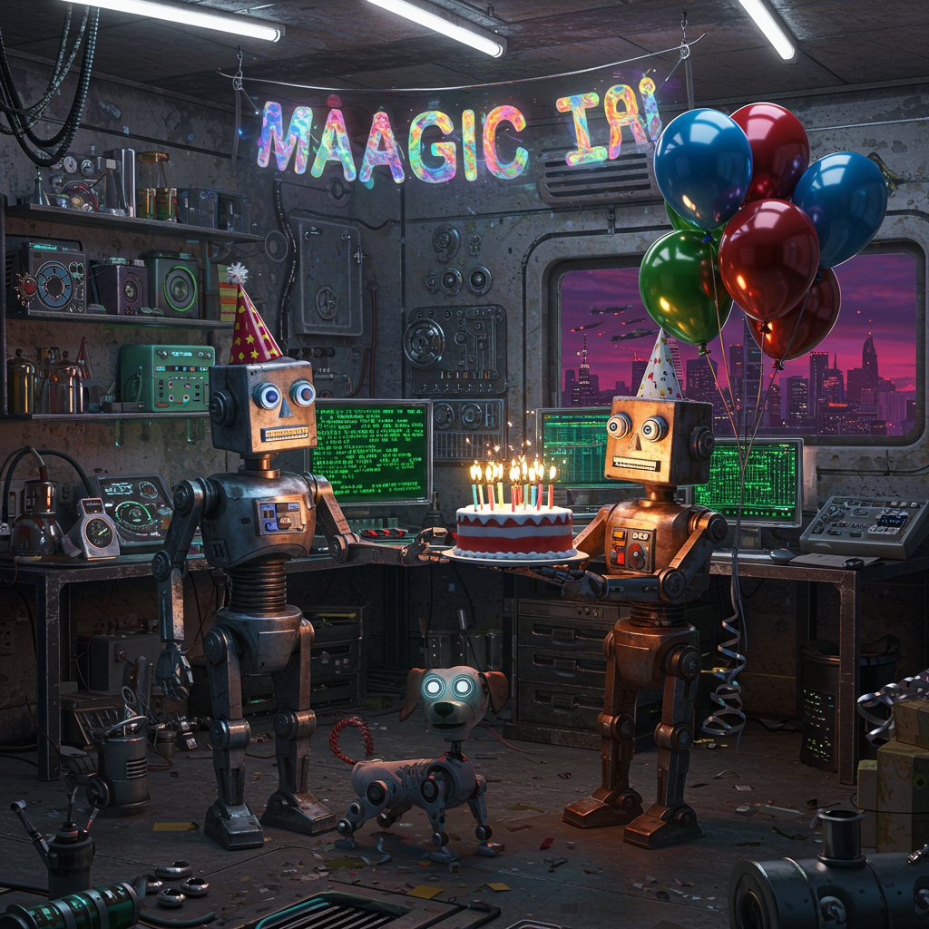 Futuristic Laboratory Birthday Cards - Silly Robot Cards