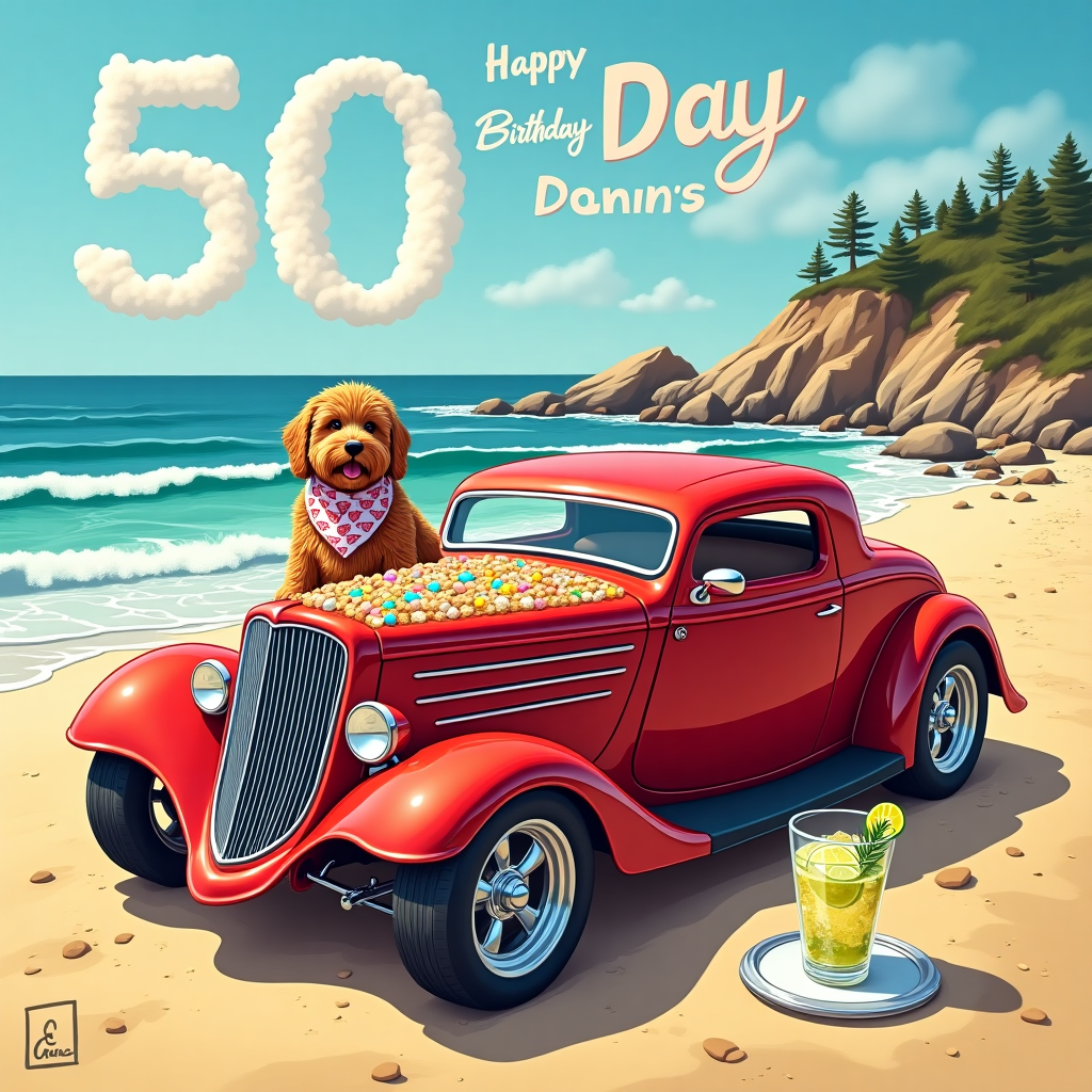 American Hot Rod Cars Birthday Cards - Silly Robot Cards