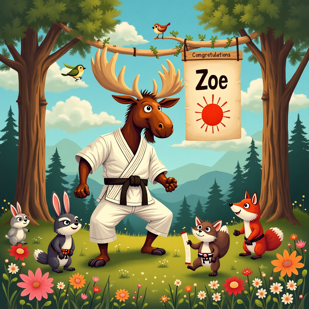 2) Congratulations AI Generated Card - Angry Japanese Karate Moose (9eae1)