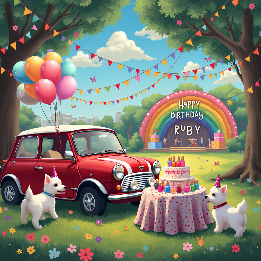 Vibrant Park Scene Birthday Cards - Silly Robot Cards