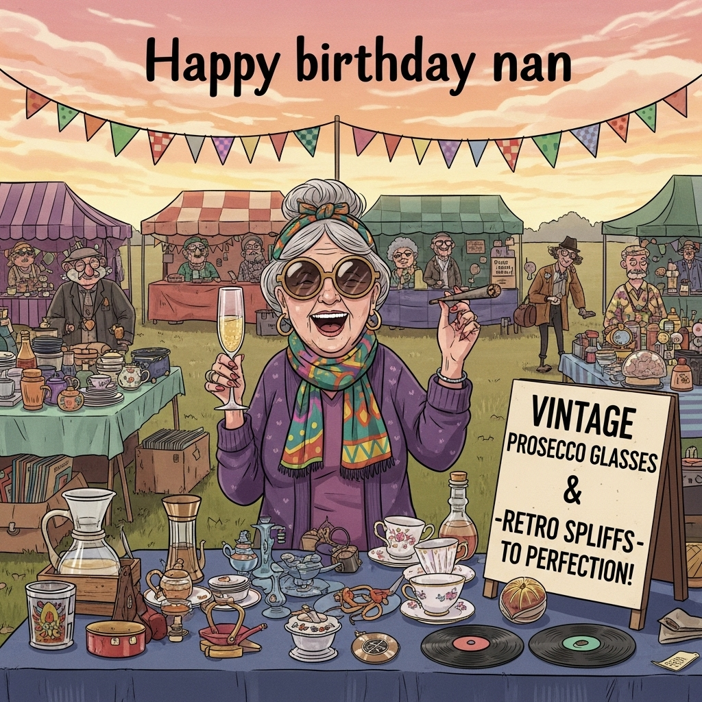 1) Birthday AI Generated Card - Spliff, Prosecco, Carboots, and (68601)