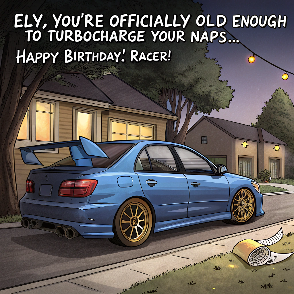 Subaru Impreza STI Birthday Cards - Silly Robot Cards