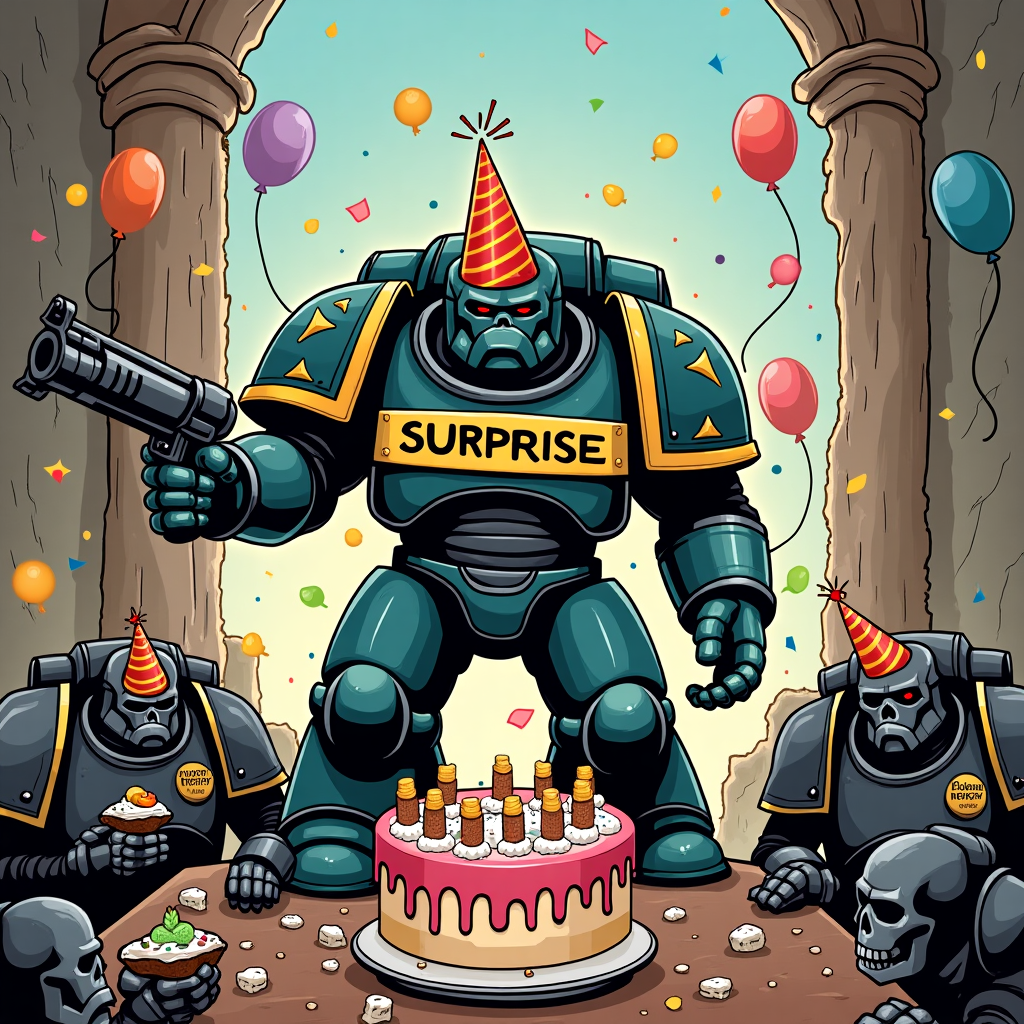 2) Birthday AI Generated Card - Warhammer Space Marine throwing a ...
