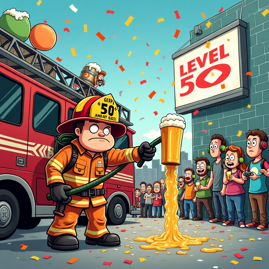 Firefighter Theme Birthday Cards - Silly Robot Cards