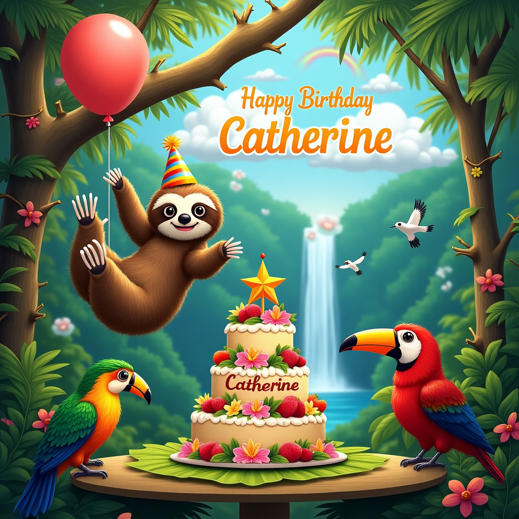 Tropical Flora and Fauna Birthday Cards - Silly Robot Cards