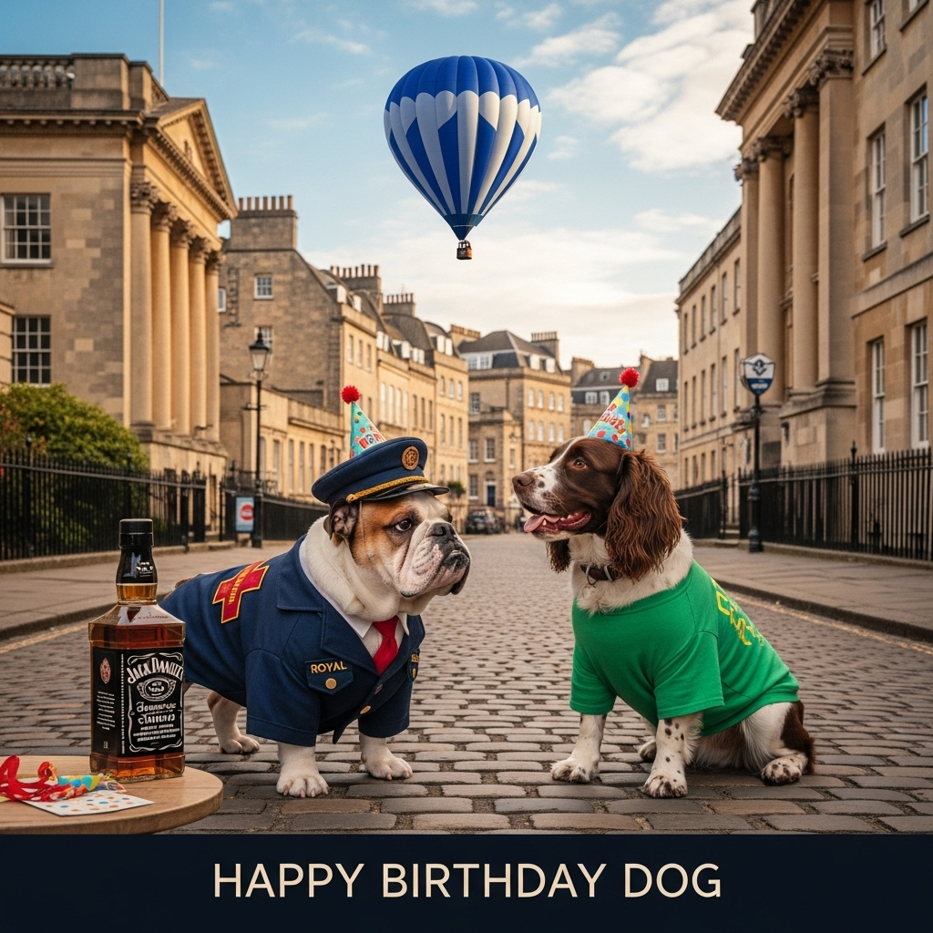 1) Birthday AI Generated Card - Royal blue & white hot air balloon ...