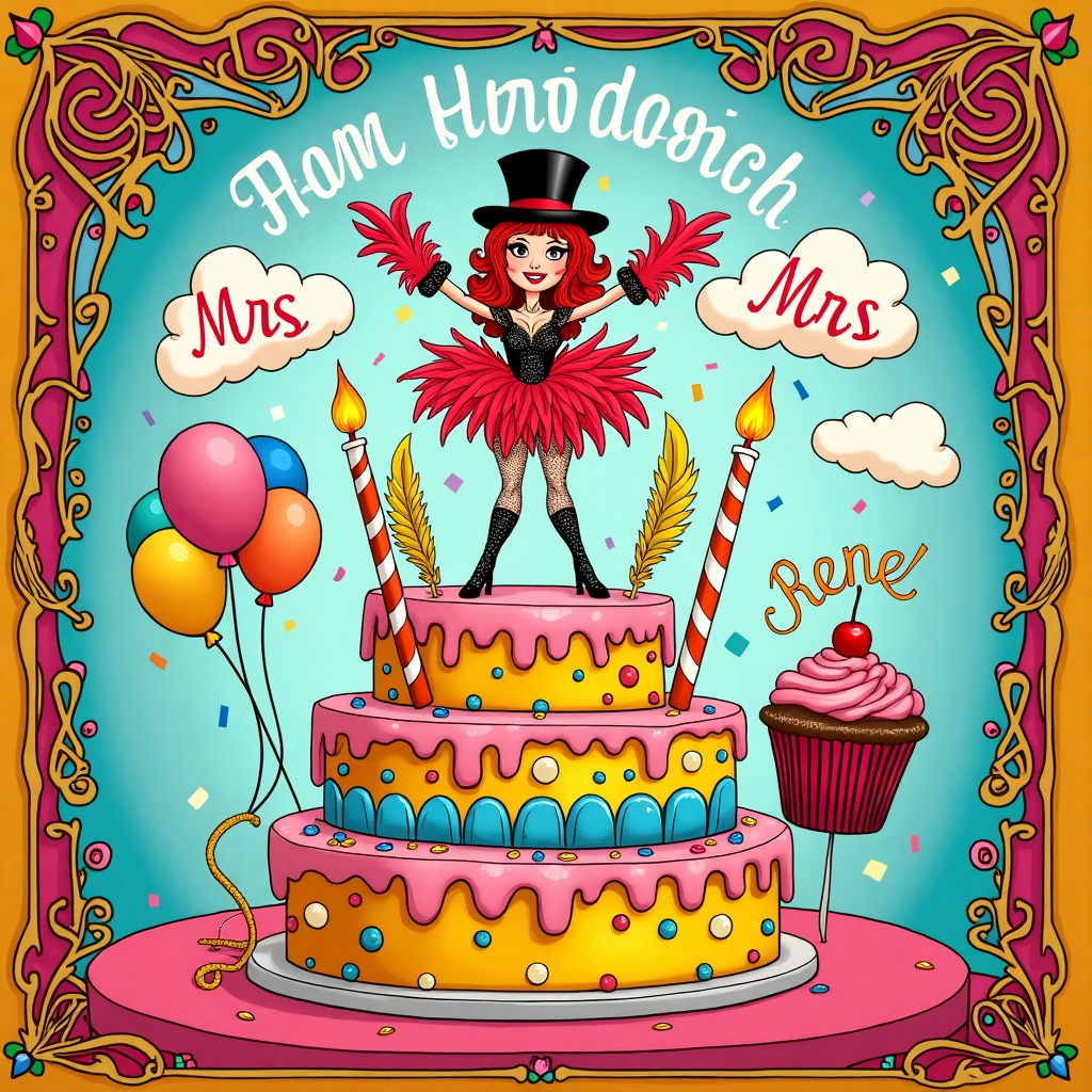 Burlesque Theme Birthday Cards - Silly Robot Cards